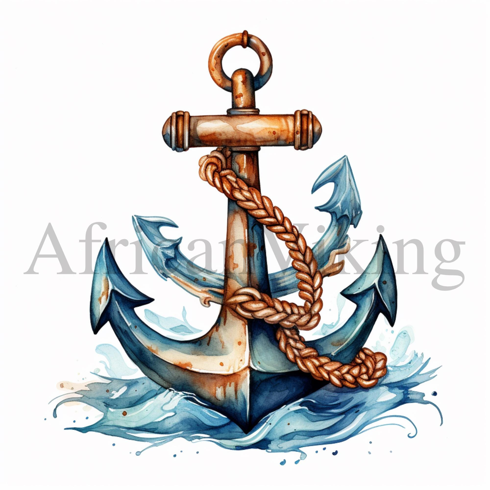 Nautical Anchor Clipart: Maritime Art, Commercial Use (digital Download ...