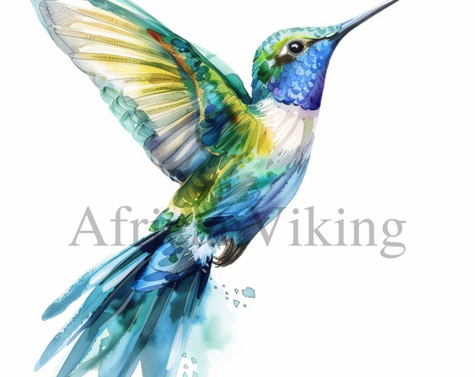Hummingbird Clipart Digital Download, Watercolor Bird Clip Art ...