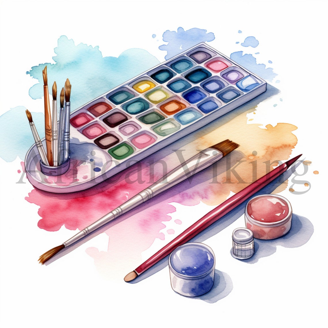 Watercolor Paint Brushes Clipart 10 High Quality Jpgs Digital Download ...