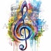 Watercolor Music Notes Clipart | Floral Treble Clef (digital Download ...