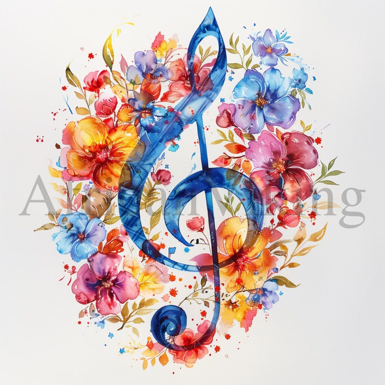 Watercolor Music Notes Clipart 10 High Quality Jpgs Digital Download ...