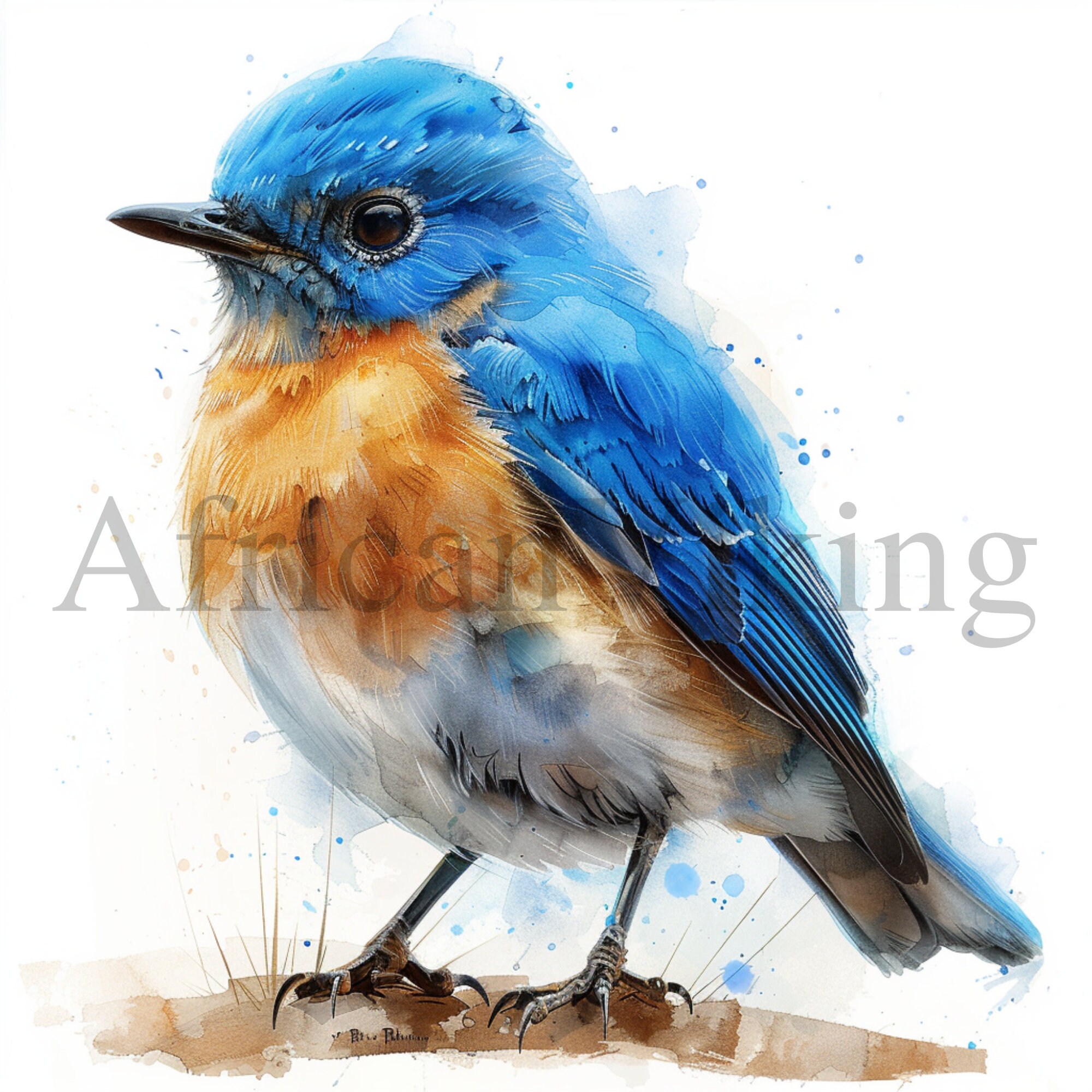 Watercolor Blue Bird Clipart 10 High Quality Jpgs Digital Download ...