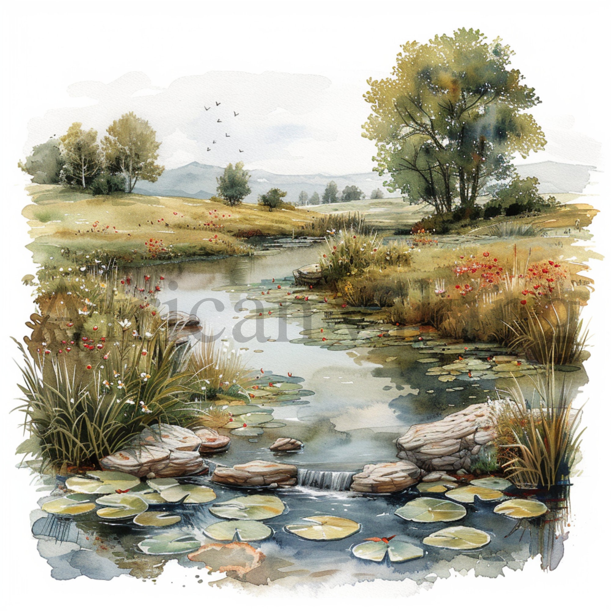 Country Ponds Clipart | 10 High Quality Jpgs | Digital Download | Pond ...
