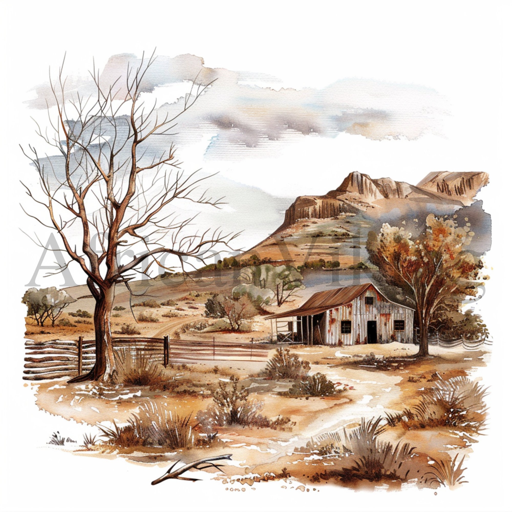 Old West Landscape Clipart | 10 High Quality Jpgs | Digital Download ...