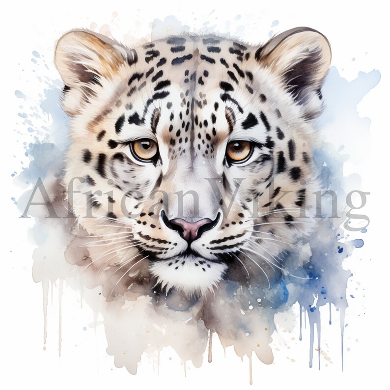 Snow Leopard Clipart 10 High Quality Jpgs Digital Download Card Making ...
