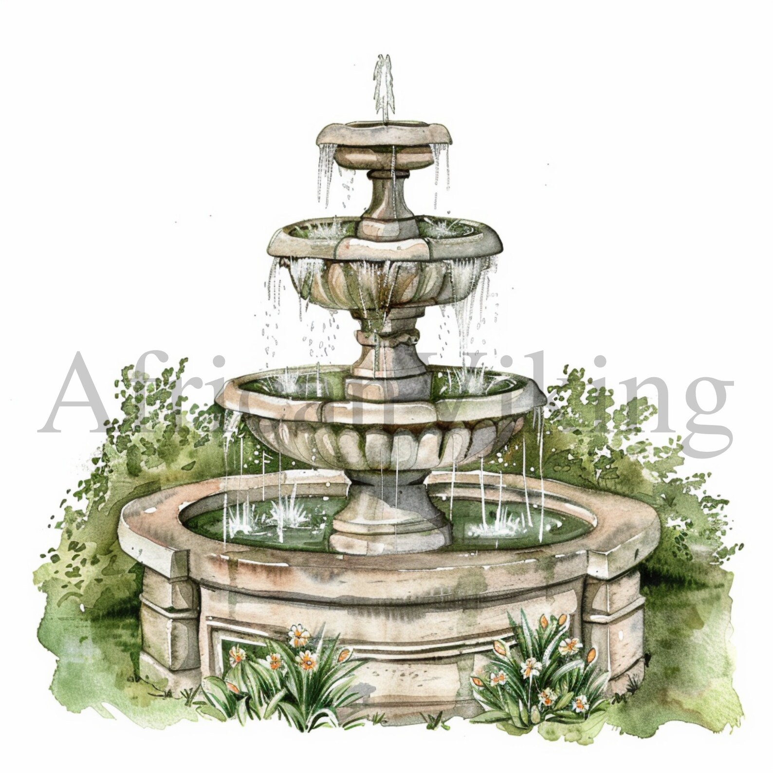 Cloister Fountains Clipart 10 High Quality Jpgs Digital Download ...