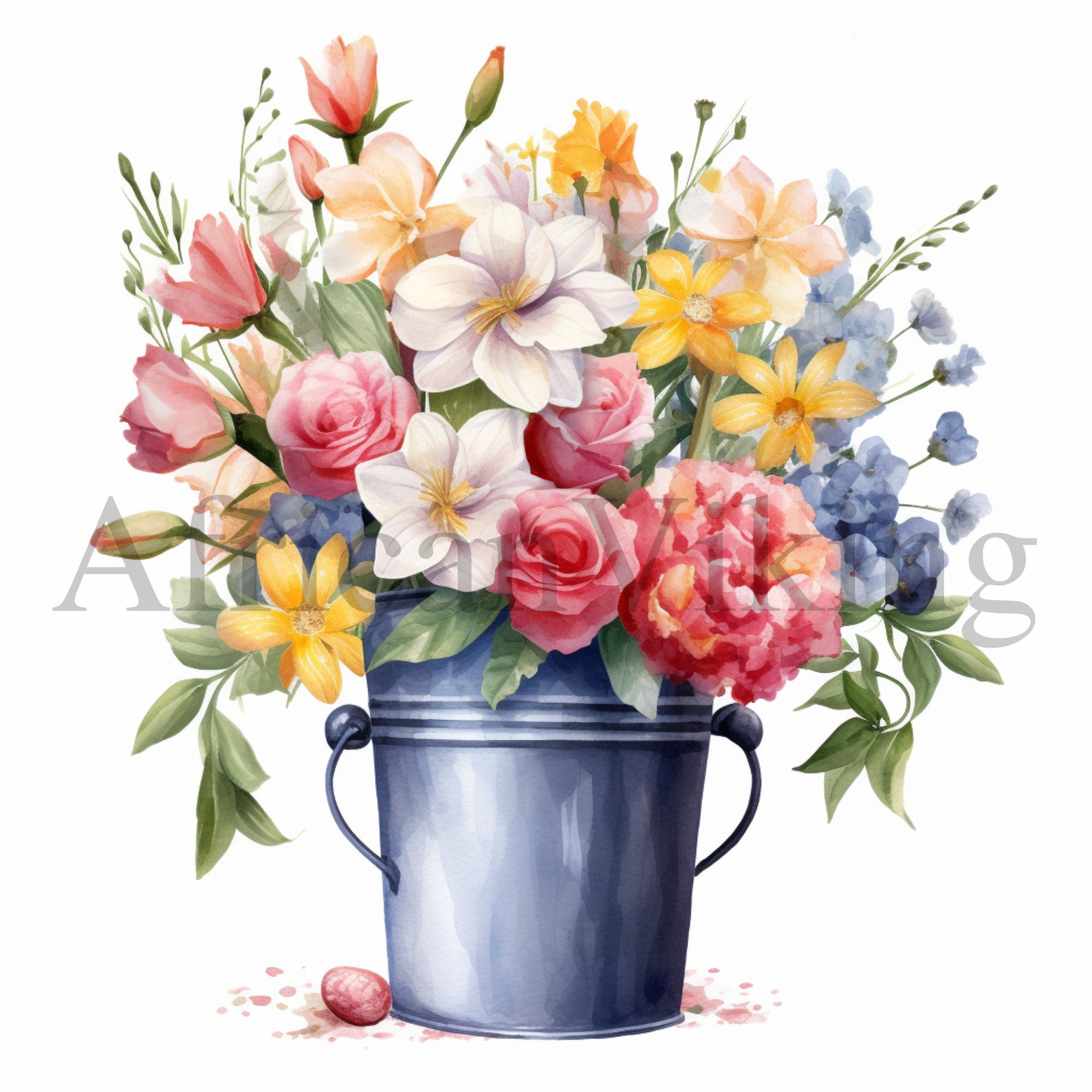 Flower Bucket Clipart 10 High Quality Jpgs Digital Download Junk ...