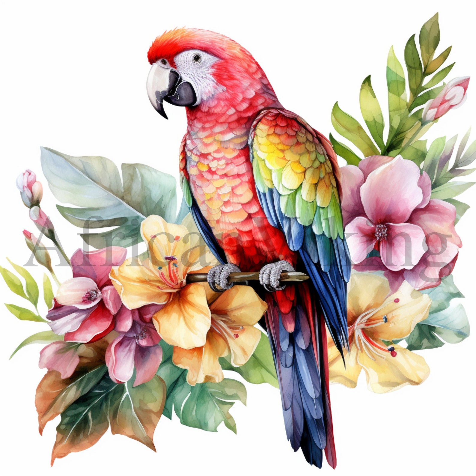 Colorful Parrot Clipart | 10 High Quality Jpgs | Digital Download ...