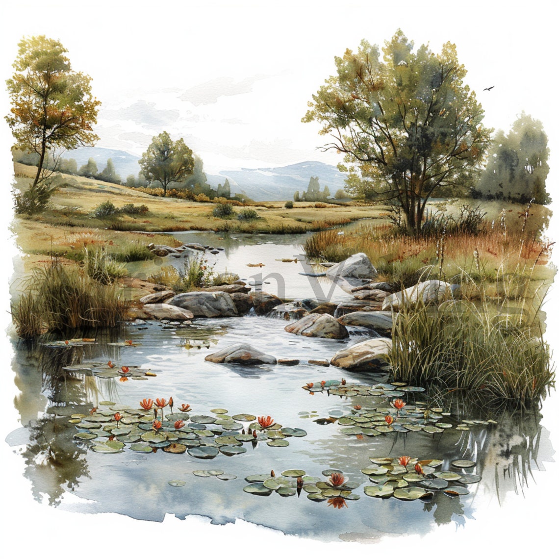 Country Ponds Clipart | 10 High Quality Jpgs | Digital Download | Pond ...
