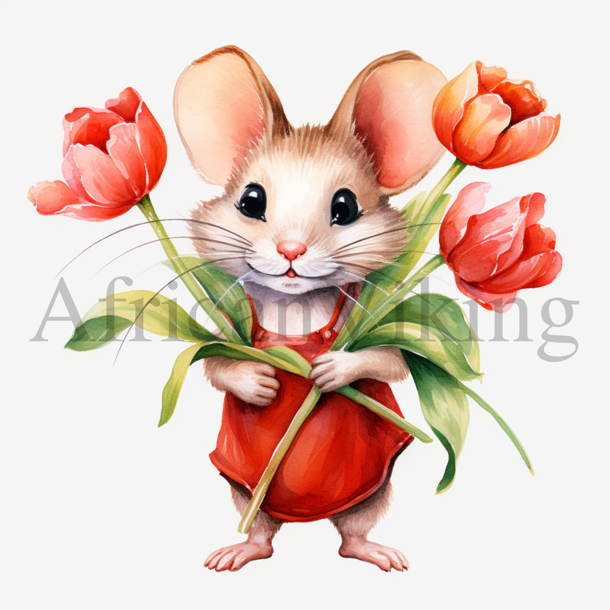 Mice and Tulip Clipart 10 High Quality Jpgs Digital Download Card ...