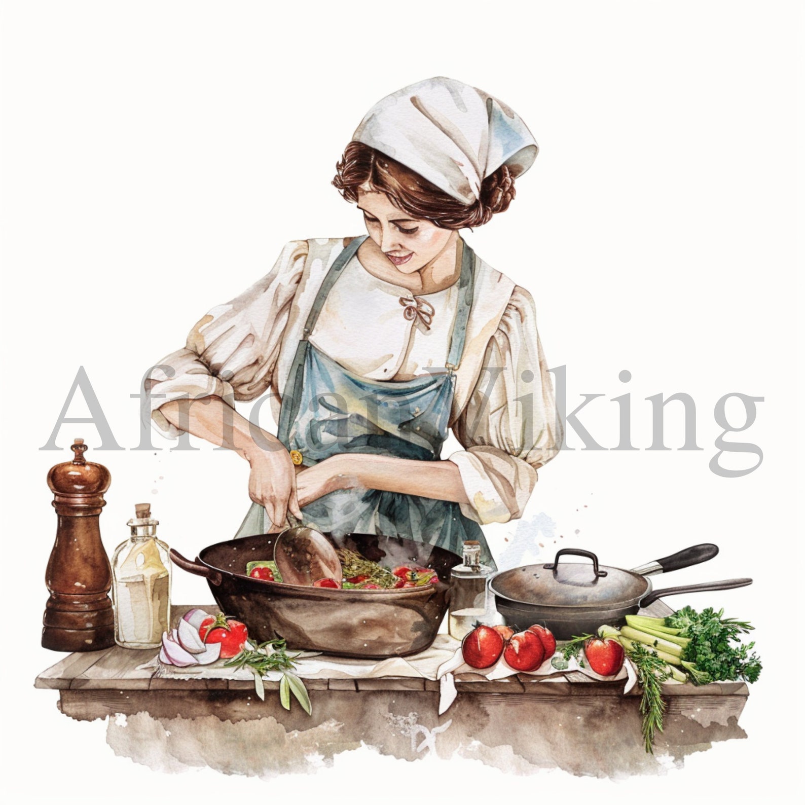 Old Fashioned Cooking Clipart 10 High Quality Jpgs Digital Download ...