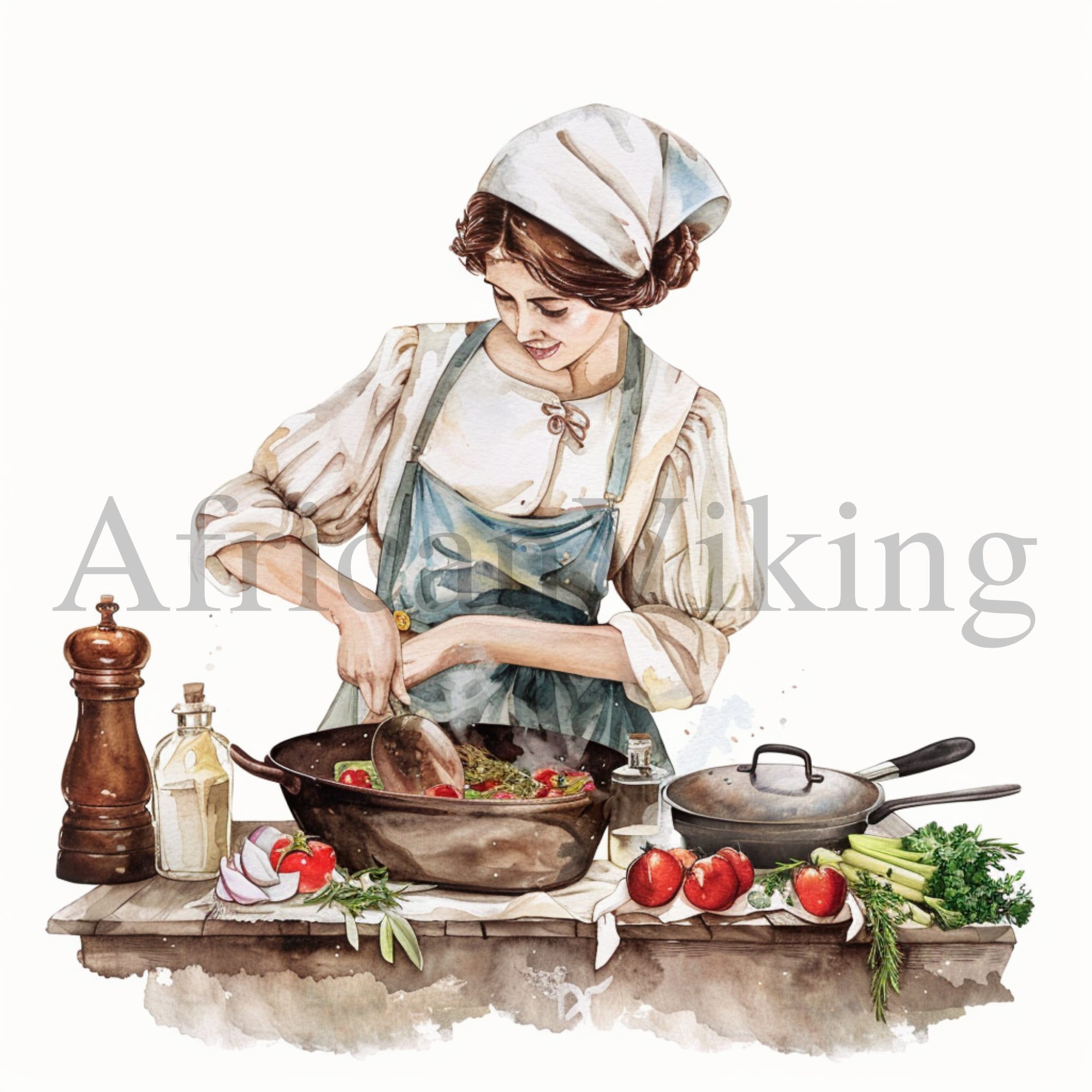 Old Fashioned Cooking Clipart 10 High Quality Jpgs Digital Download ...