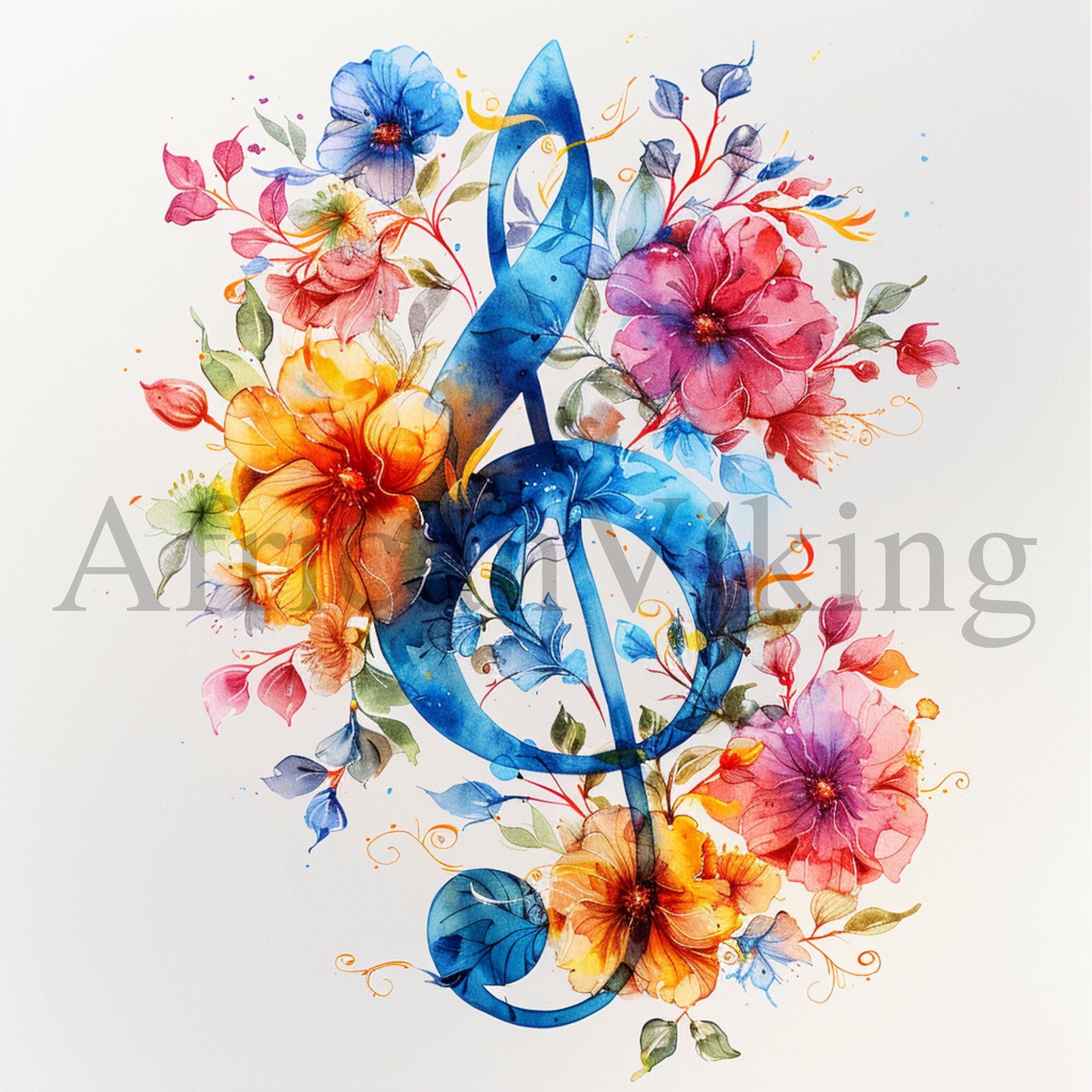 Watercolor Music Notes Clipart | 10 High Quality Jpgs | Digital ...