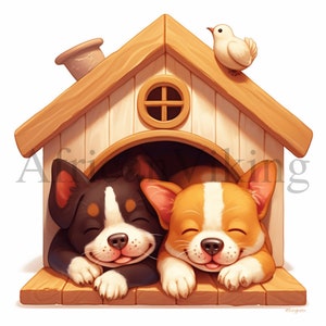 Puppies in Dog House Clipart | 10 High Quality Jpgs | Digital Download ...