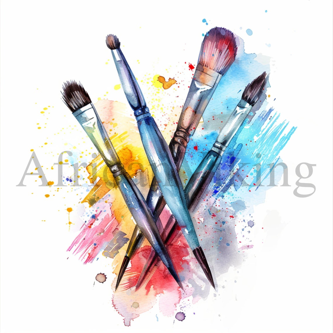 Watercolor Paint Brushes Clipart 10 High Quality Jpgs Digital Download ...
