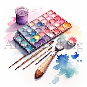 Watercolor Paint Brushes Clipart | 10 High Quality Jpgs | Digital ...