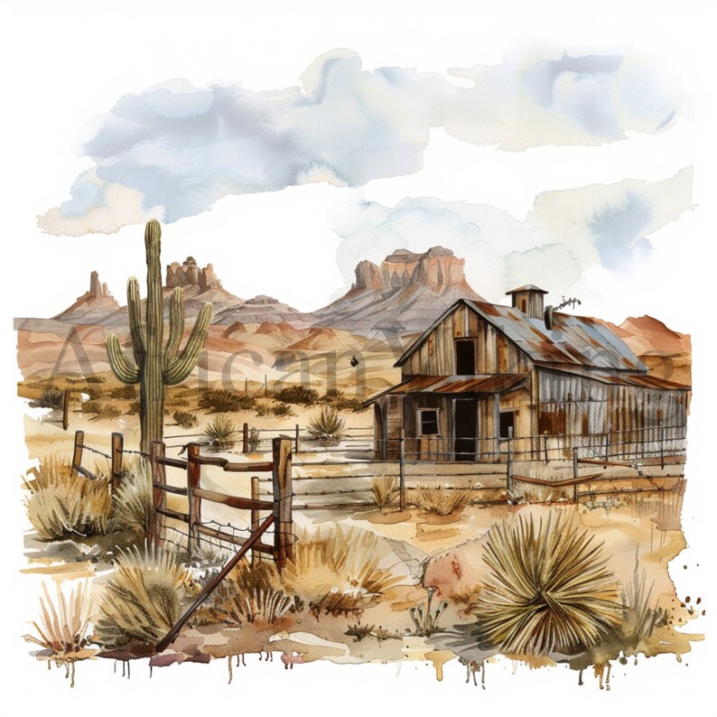 Old West Landscape Clipart 10 High Quality Jpgs Digital Download Mixed ...