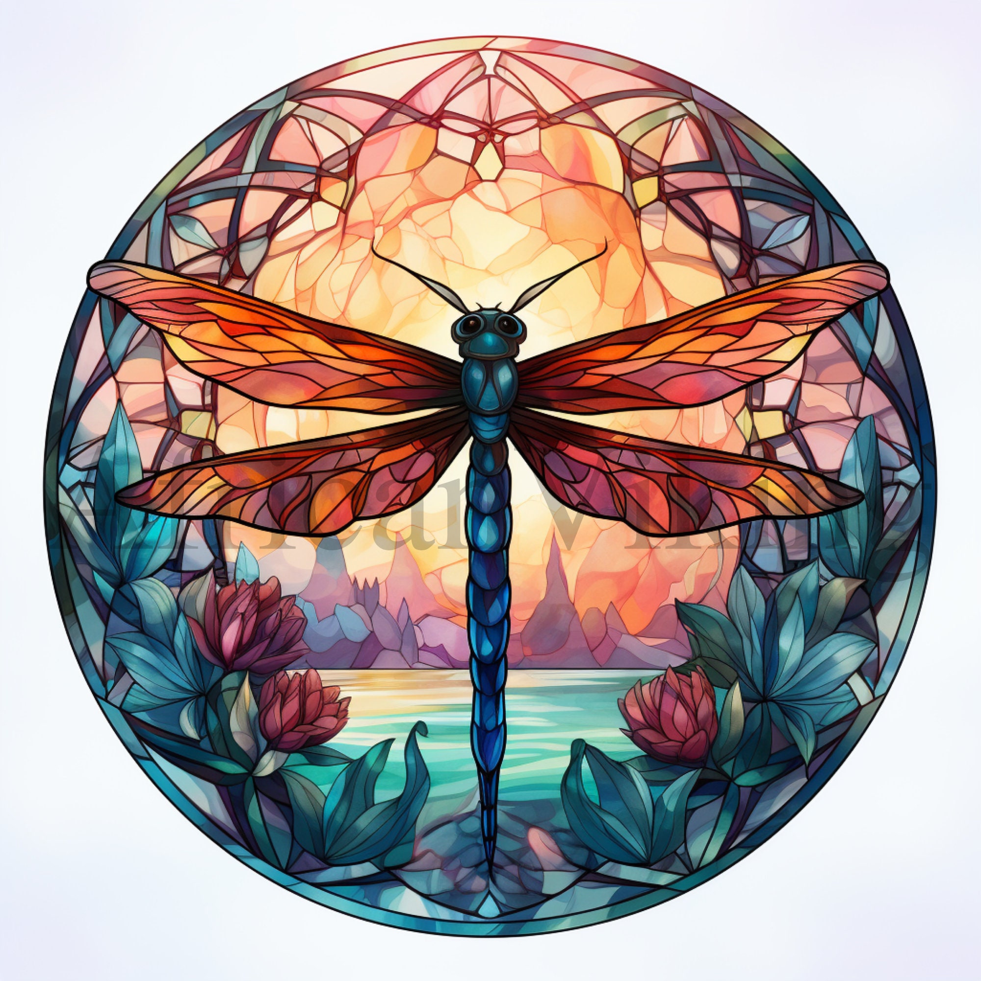 Stained Glass Dragonfly 10 High Quality Jpgs Digital Download Card ...