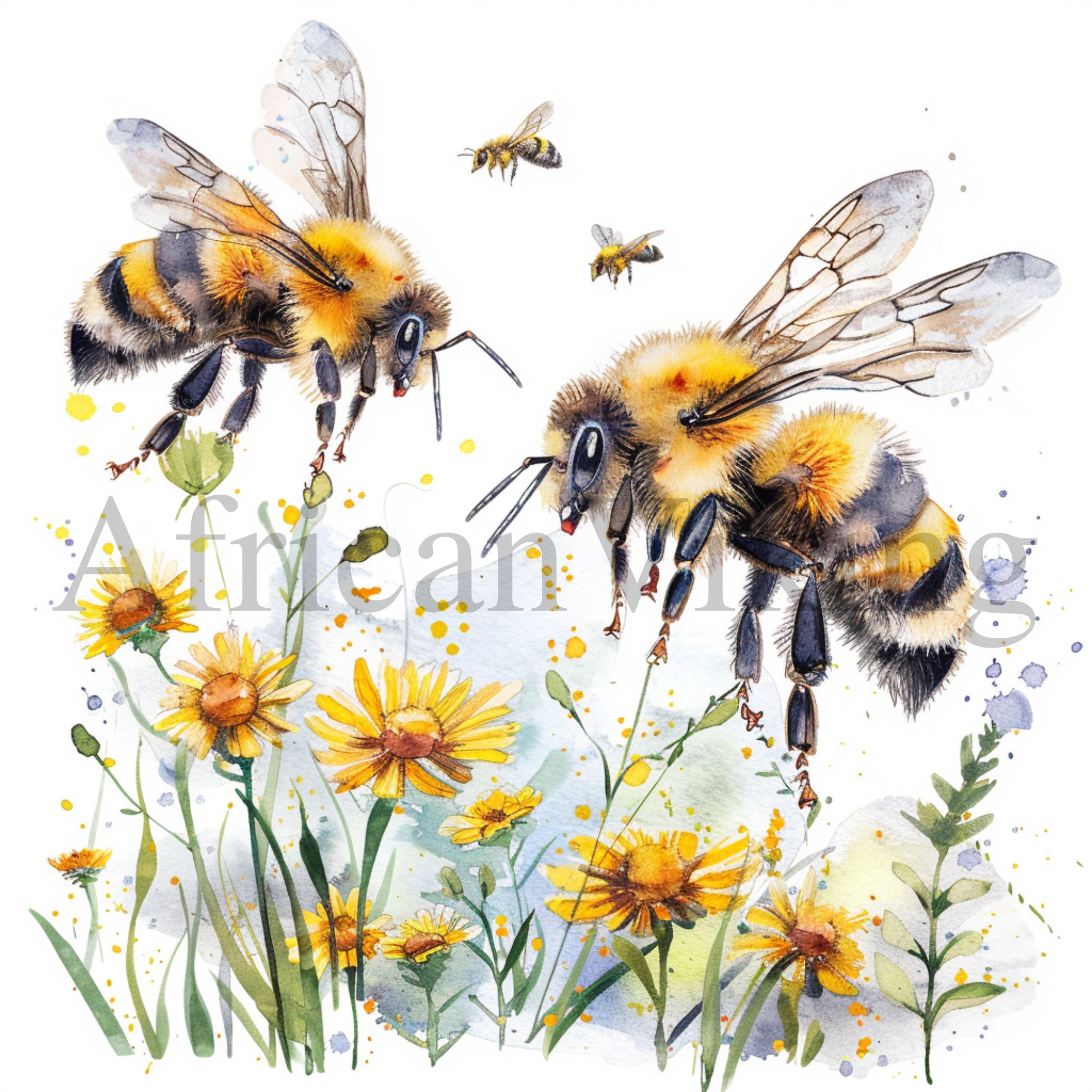 Buzzing Bees Clipart 10 High Quality Jpgs Digital Download Card Making ...