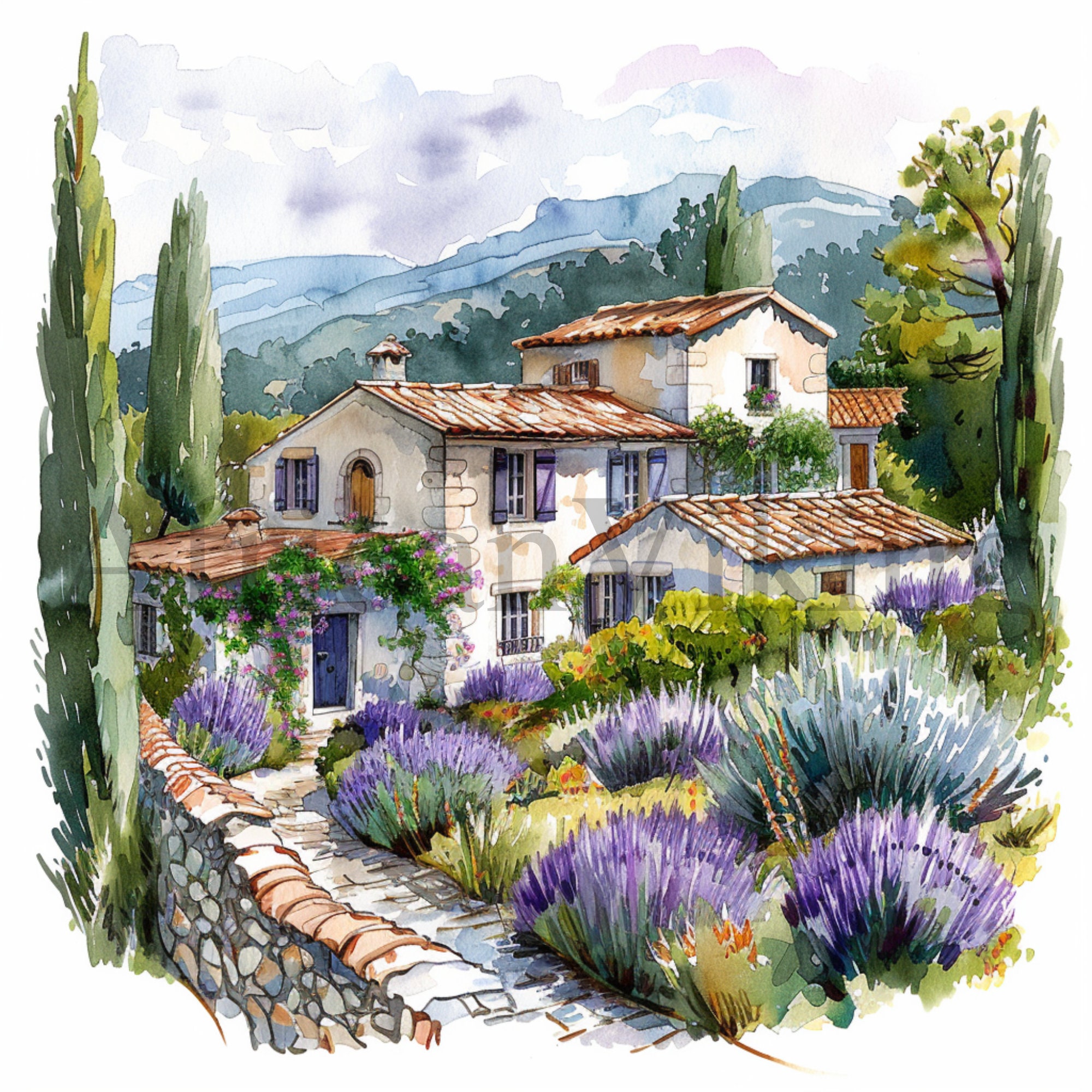 Provence Landscape Clipart | 10 High Quality Jpgs | Digital Download ...