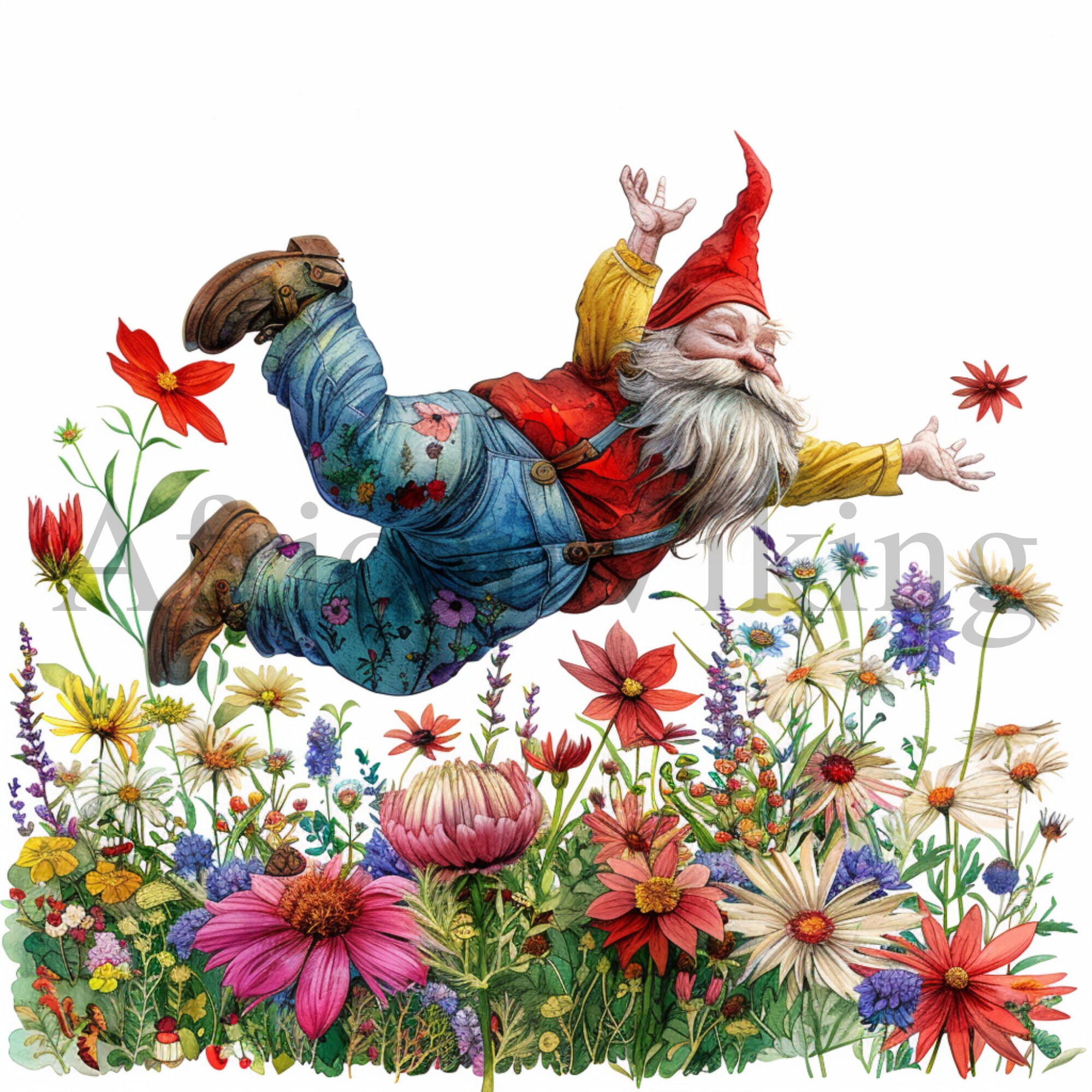 Flying Gnomes Clipart 10 High Quality Pngs Digital Download Card Making ...