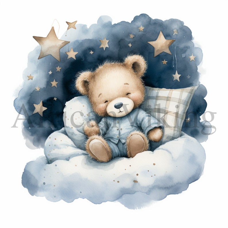 Sleeping Teddy Bears Clipart 10 High Quality Jpgs Digital Download ...