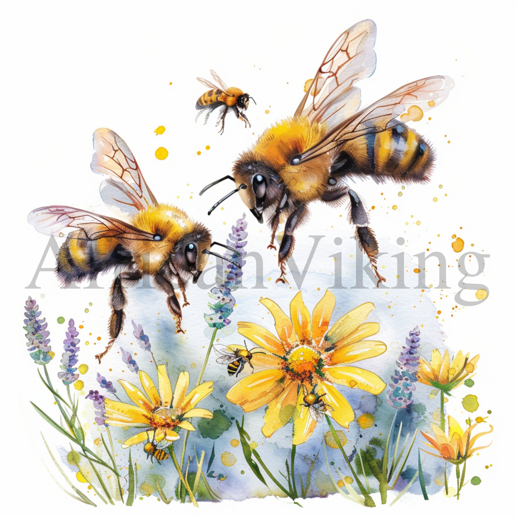 Buzzing Bees Clipart 10 High Quality Jpgs Digital Download Card Making ...
