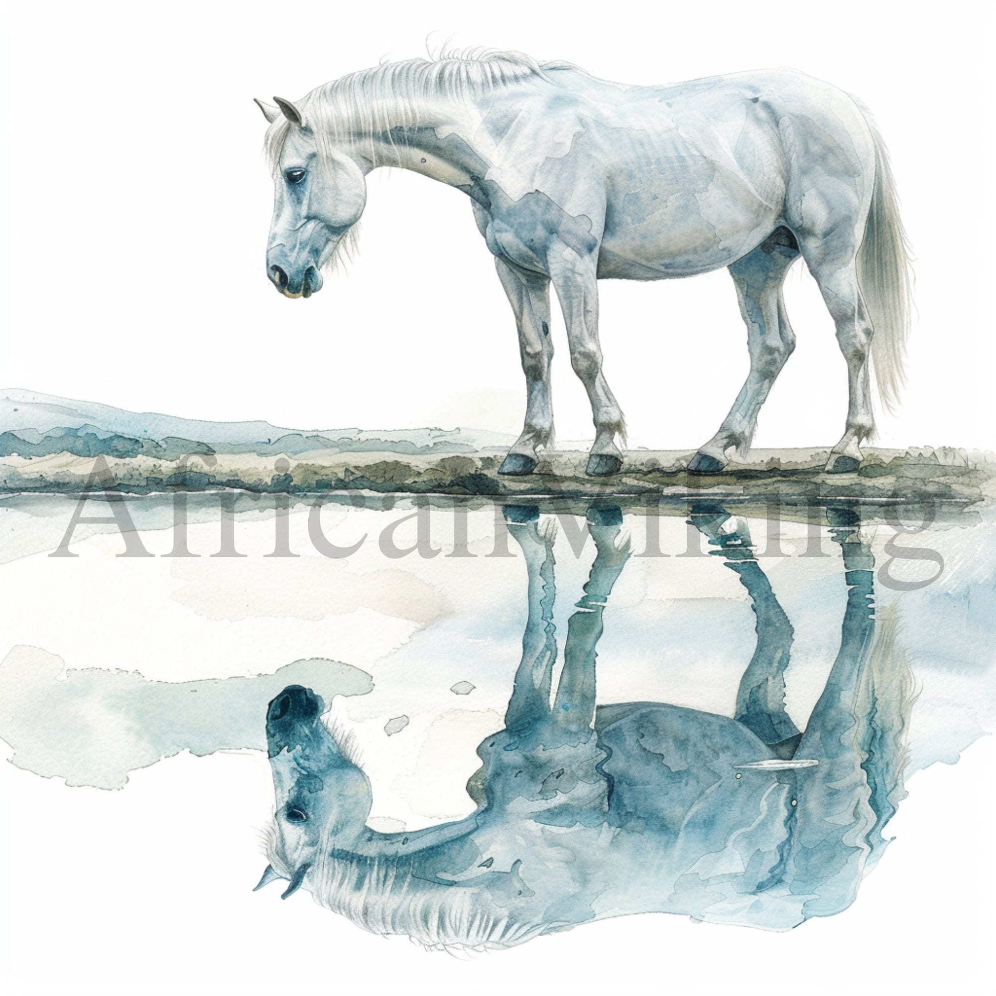 White Horse Watercolor Clipart: Nursery Art Prints (digital Download ...