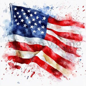 Watercolor American Flag Clipart | 10 High Quality Jpgs | Digital ...