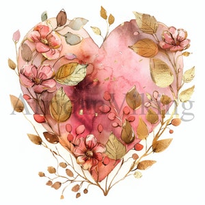 Pink Gold Hearts Clipart | 10 High Quality Jpgs | Digital Download ...