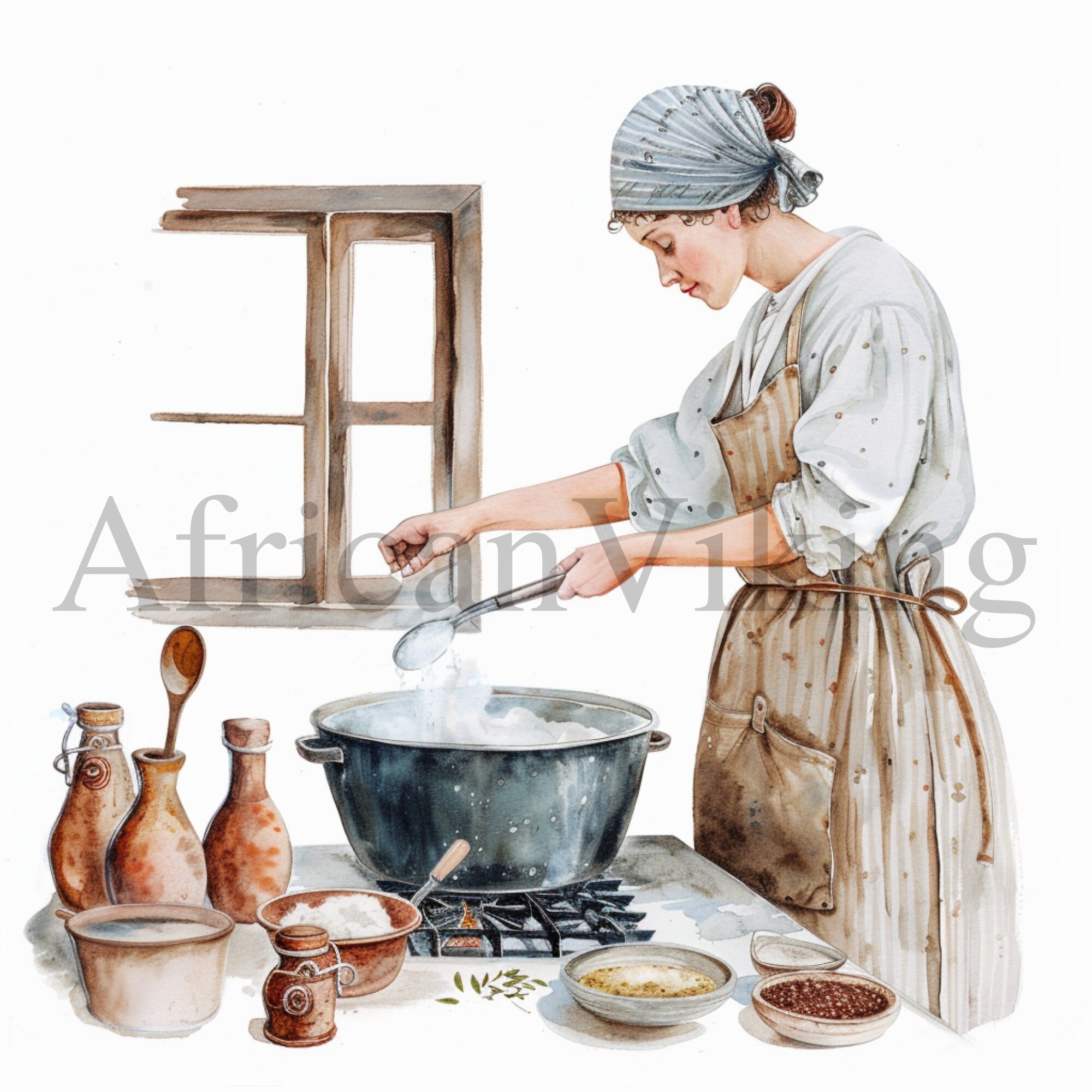 Old Fashioned Cooking Clipart 10 High Quality Jpgs Digital Download ...