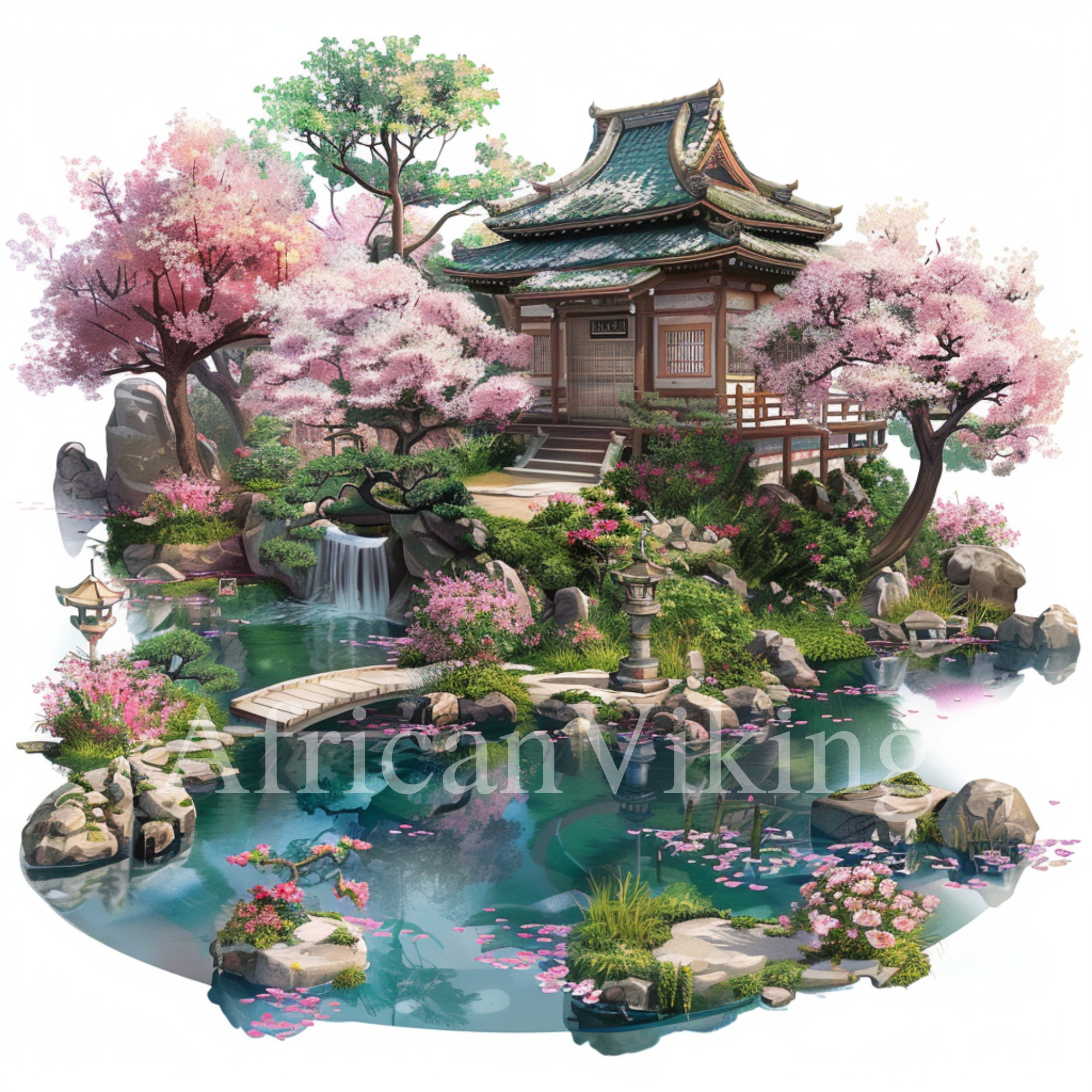 Japanese Landscape Clipart | 10 High Quality Jpgs | Mixed Media ...