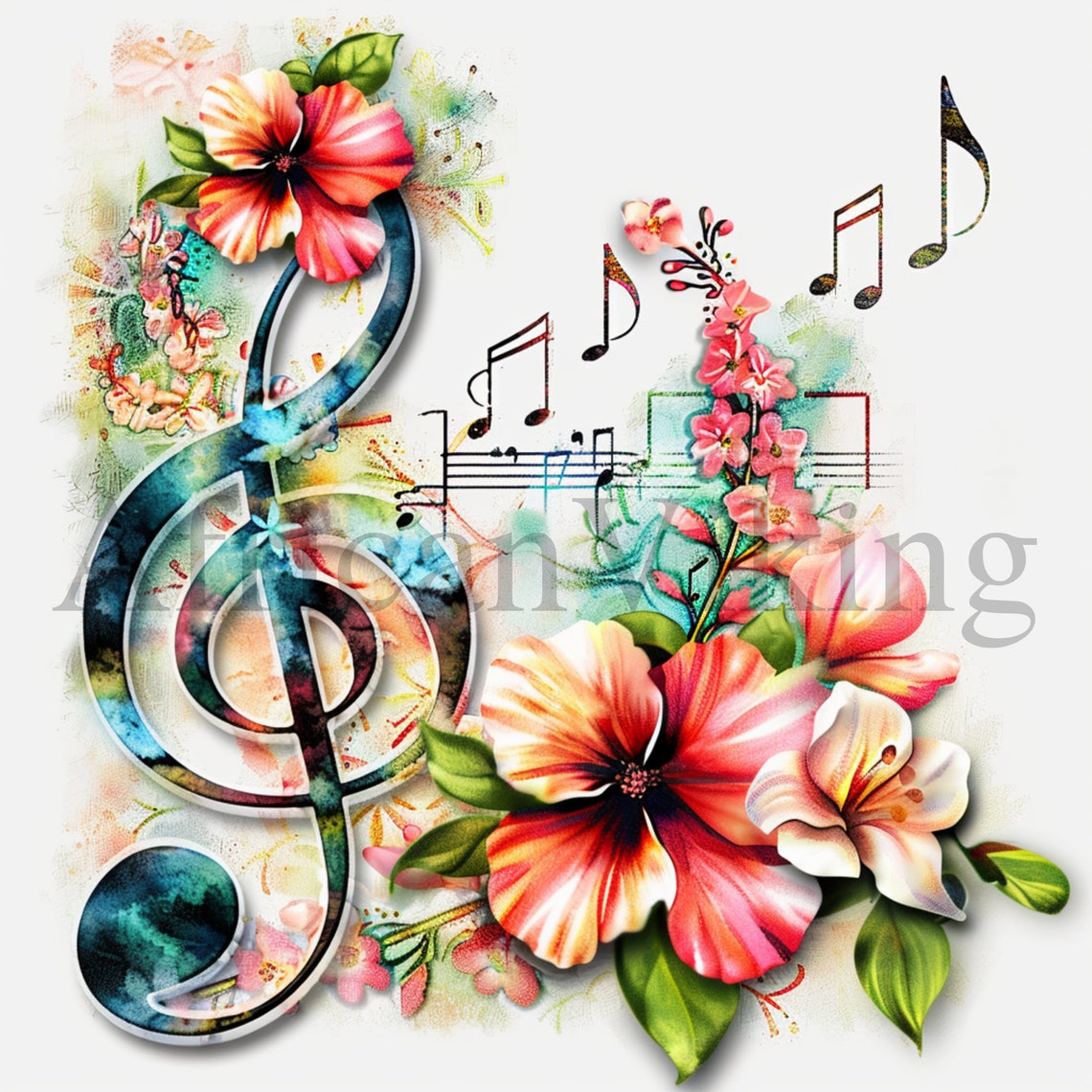 Watercolor Music Notes Clipart 10 High Quality Jpgs Digital Download ...