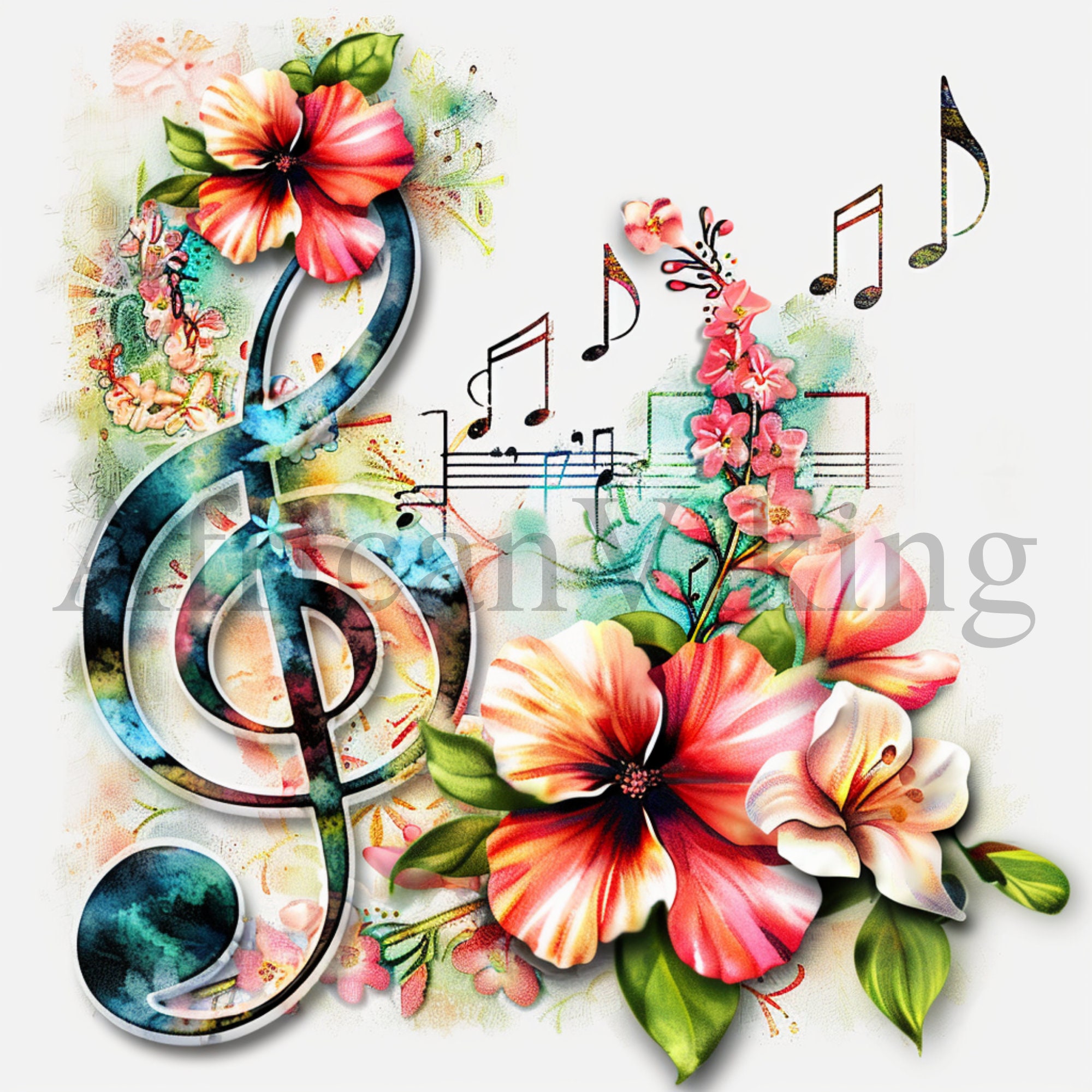 Watercolor Music Notes Clipart 10 High Quality Jpgs Digital Download ...