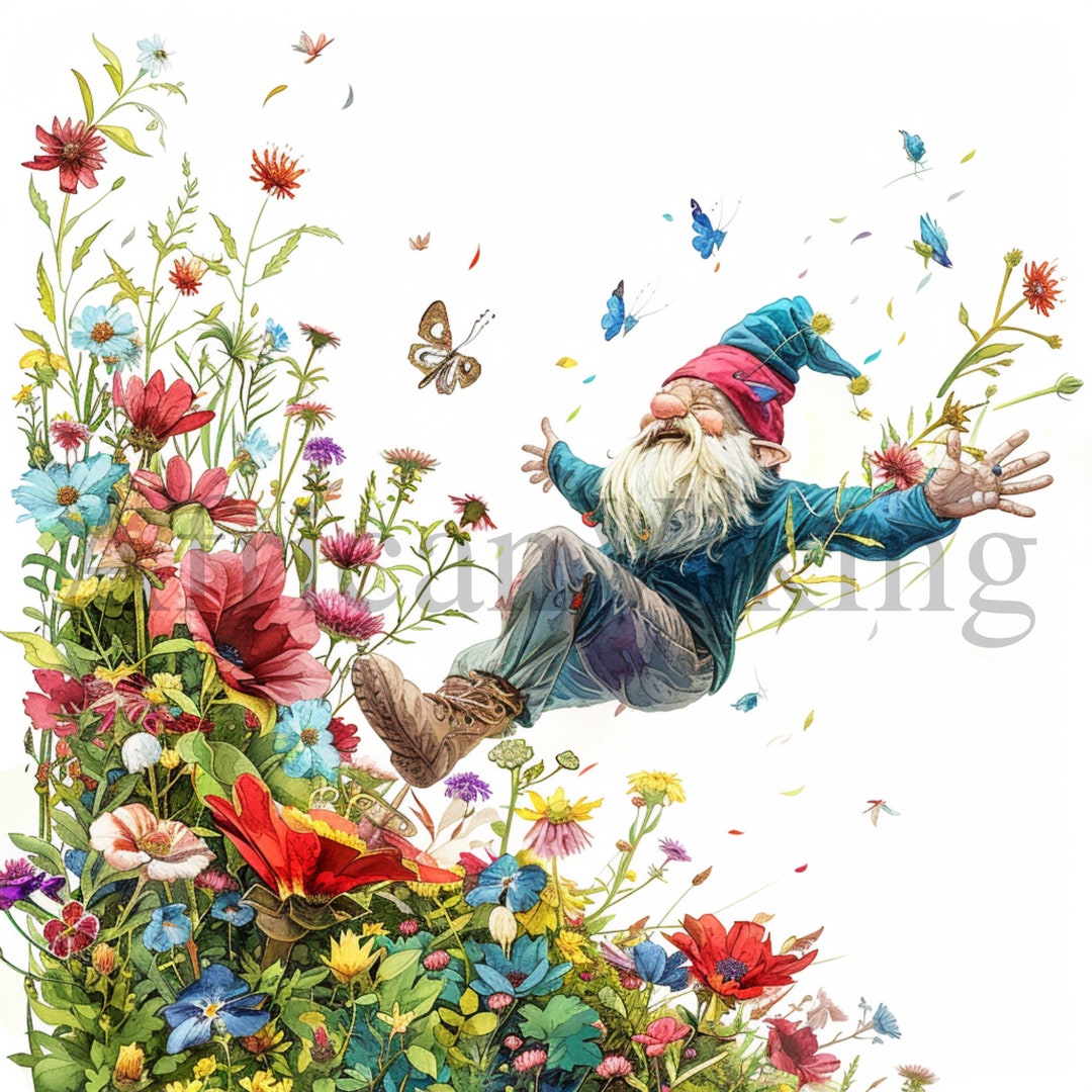 Flying Gnomes Clipart 10 High Quality Pngs Digital Download Card Making ...