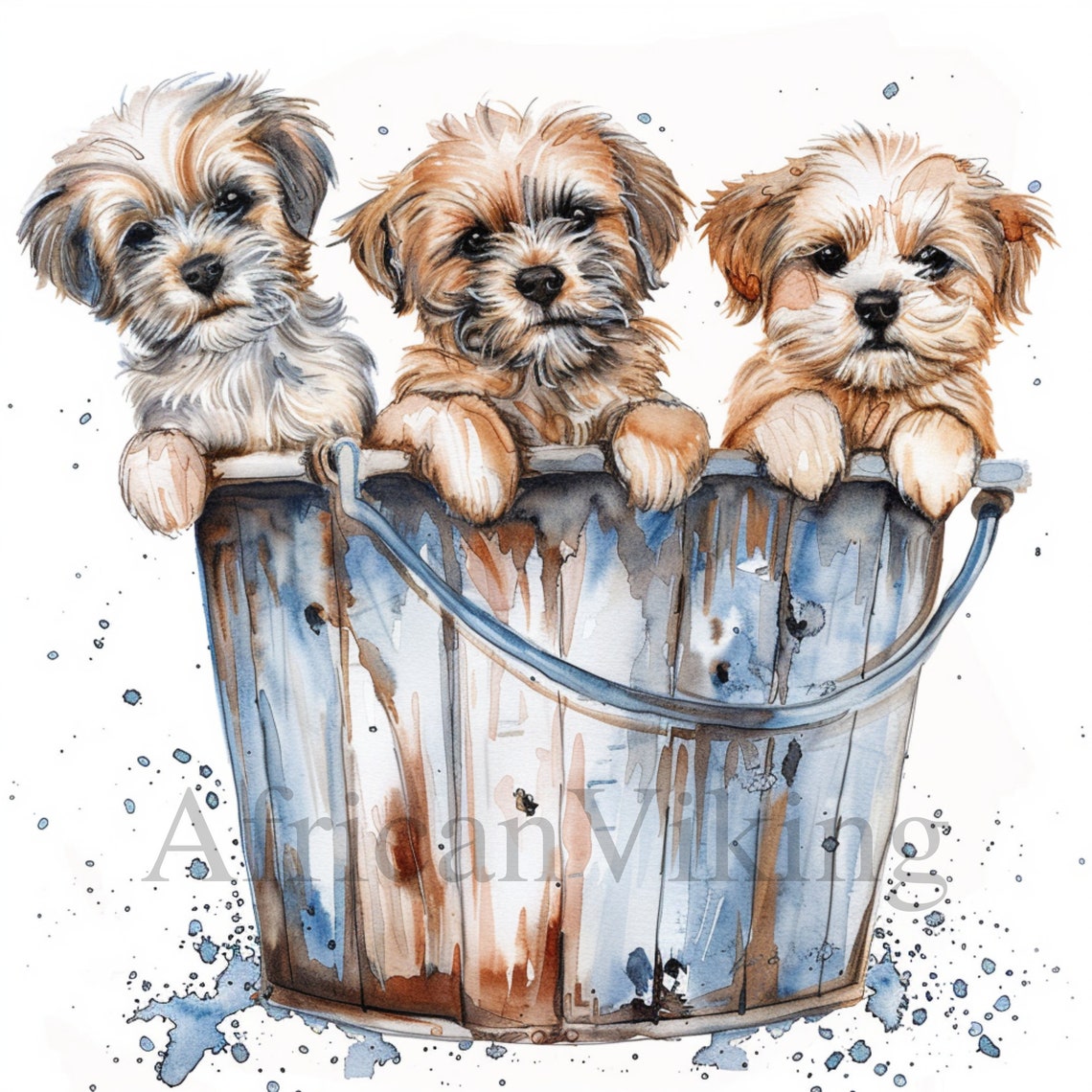 Dogs in a Bucket Clipart 10 High Quality Jpgs Digital Download Animal ...
