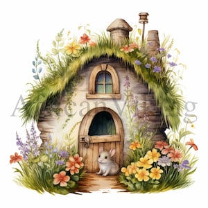 Watercolor Mouse House Clipart | Whimsical Jpgs (digital Download) - Etsy