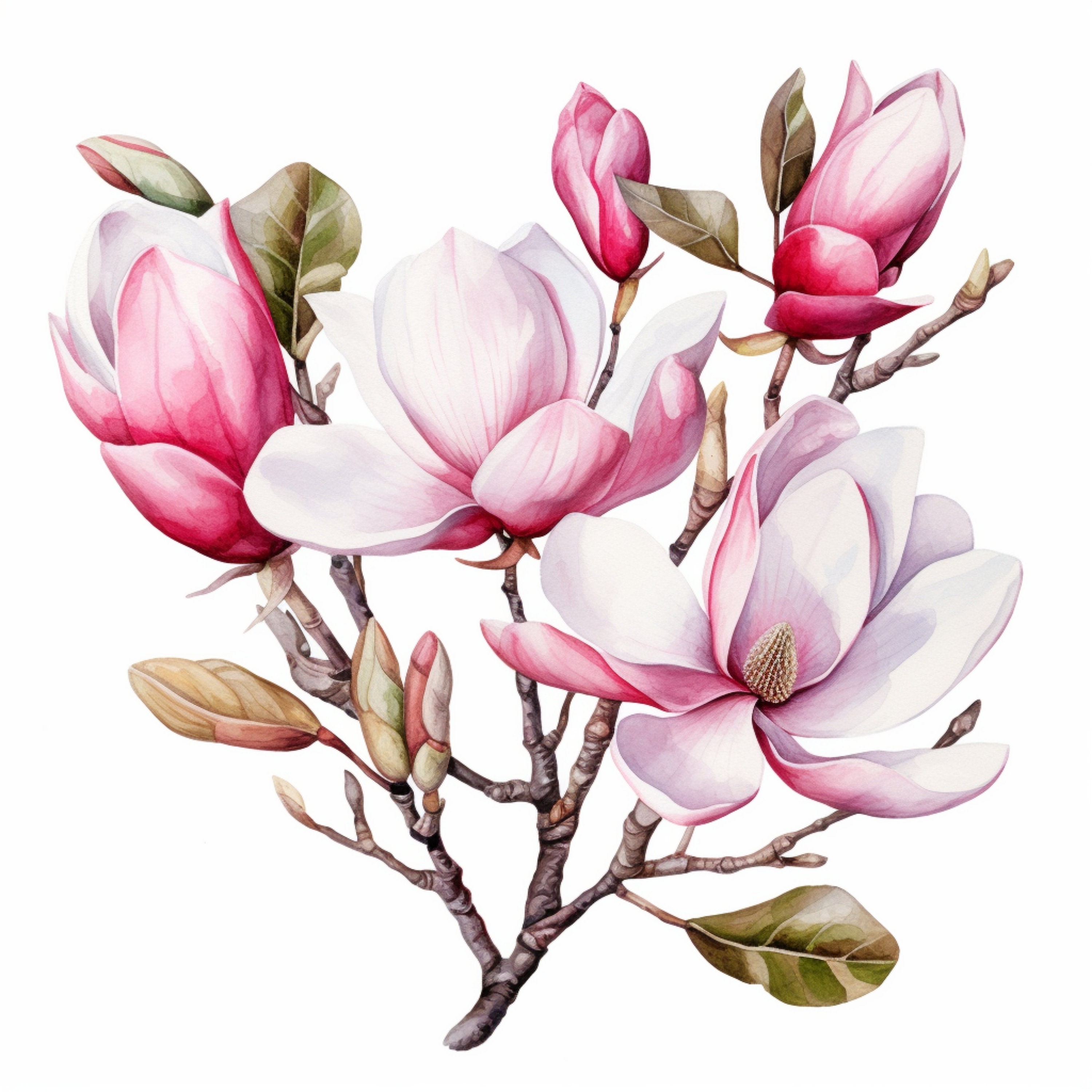 Magnolia Branches Clipart | 10 High Quality Jpgs | Digital Download ...