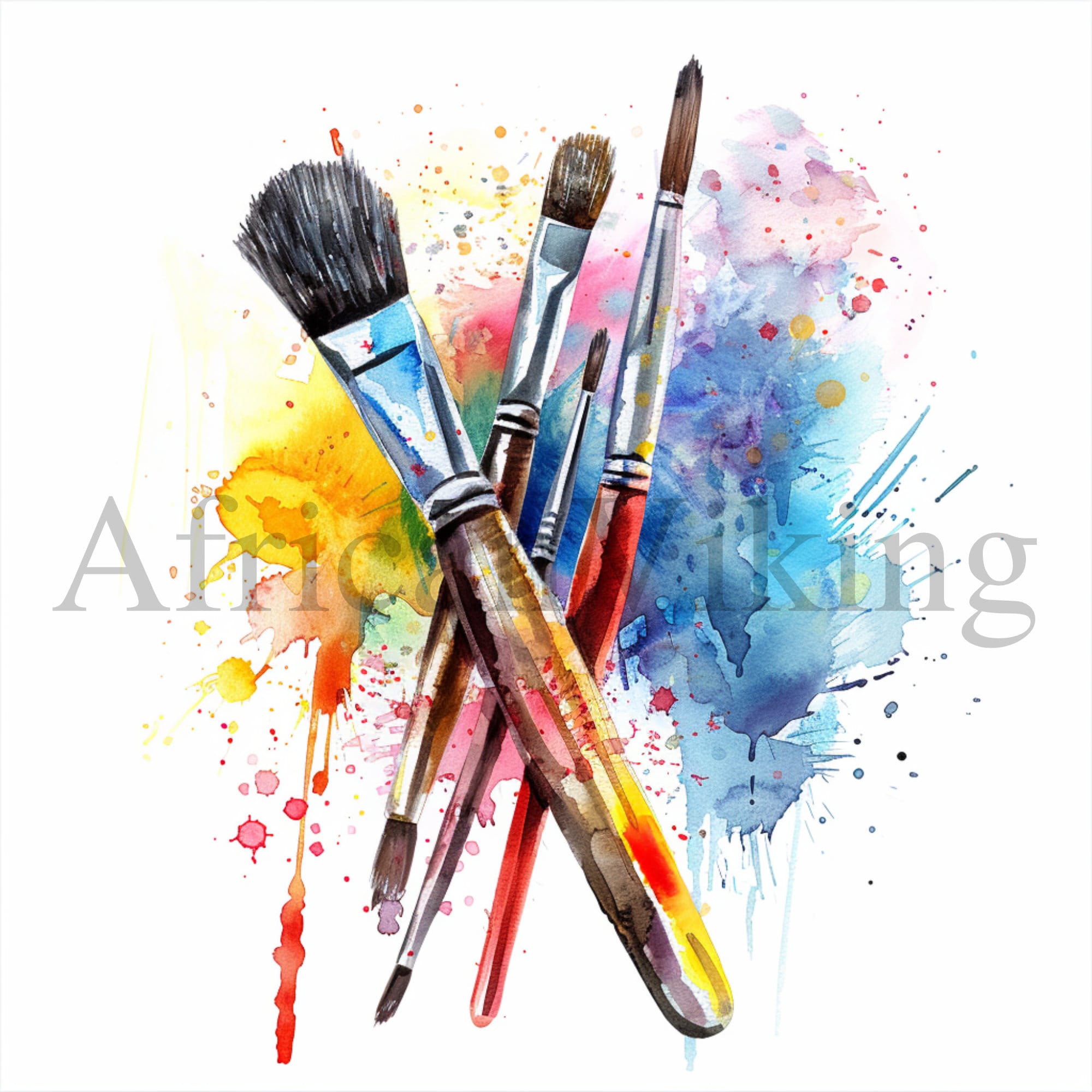 Watercolor Paint Brushes Clipart 10 High Quality Jpgs Digital Download ...