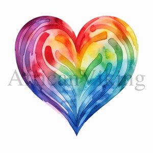 Rainbow Heart Clipart | 10 High Quality Jpgs | Digital Download ...