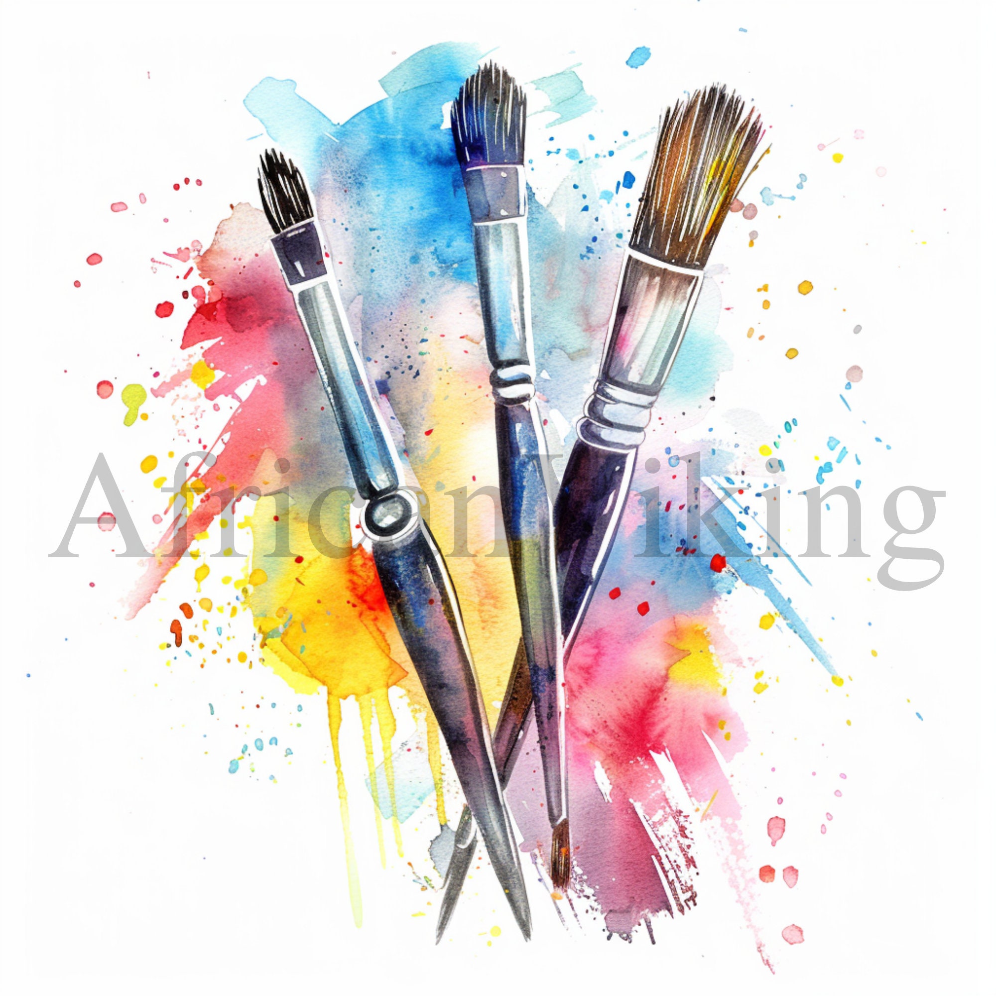 Watercolor Paint Brushes Clipart 10 High Quality Jpgs Digital Download ...
