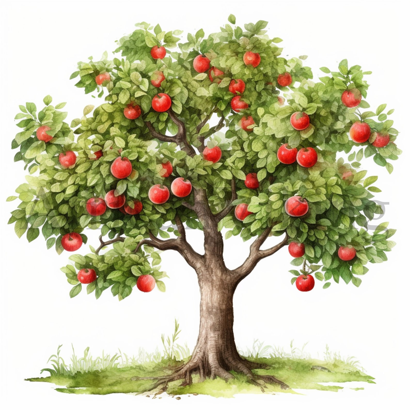 Watercolor Apple Trees Clipart | 10 High Quality Jpgs | Digital ...