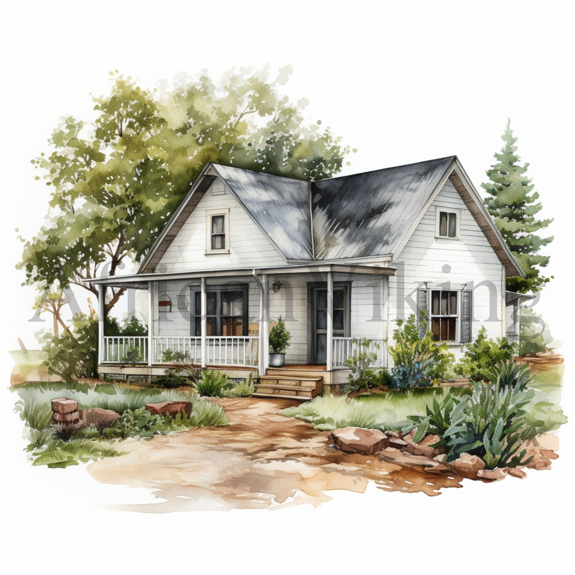 Farmhouse Clipart 10 High Quality Jpgs Digital Download Card Making ...