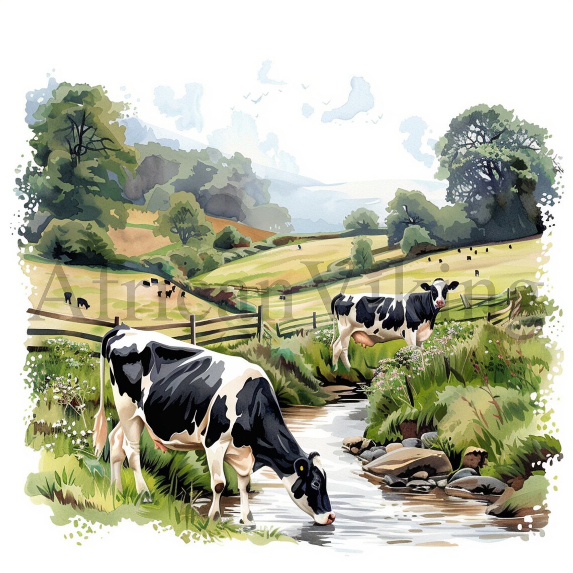 Watercolor Countryside Animals Clipart 10 High Quality Jpgs Digital ...