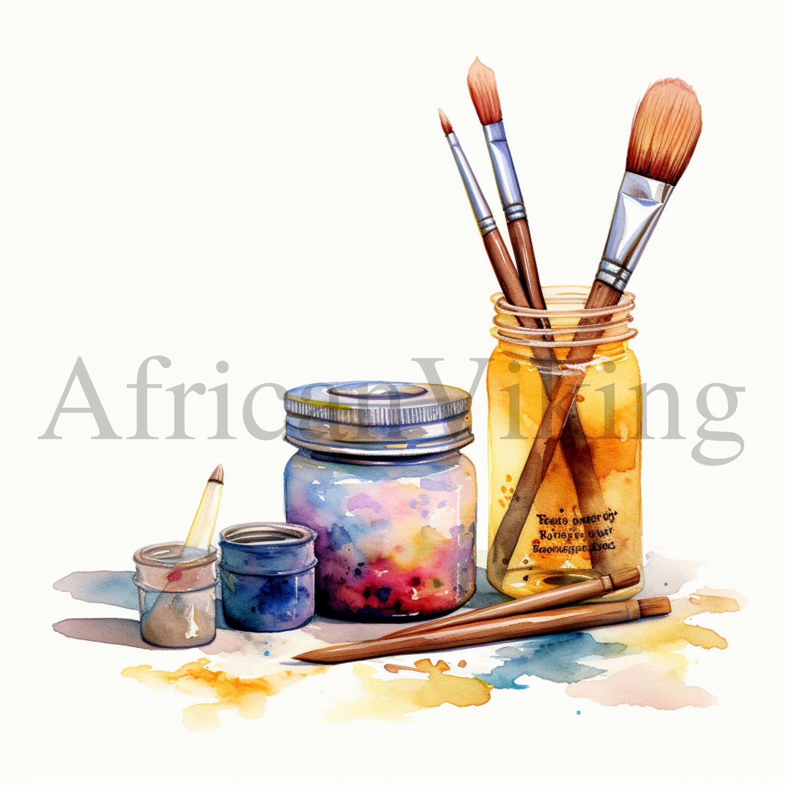 Watercolor Paint Brushes Clipart 10 High Quality Jpgs Digital Download ...