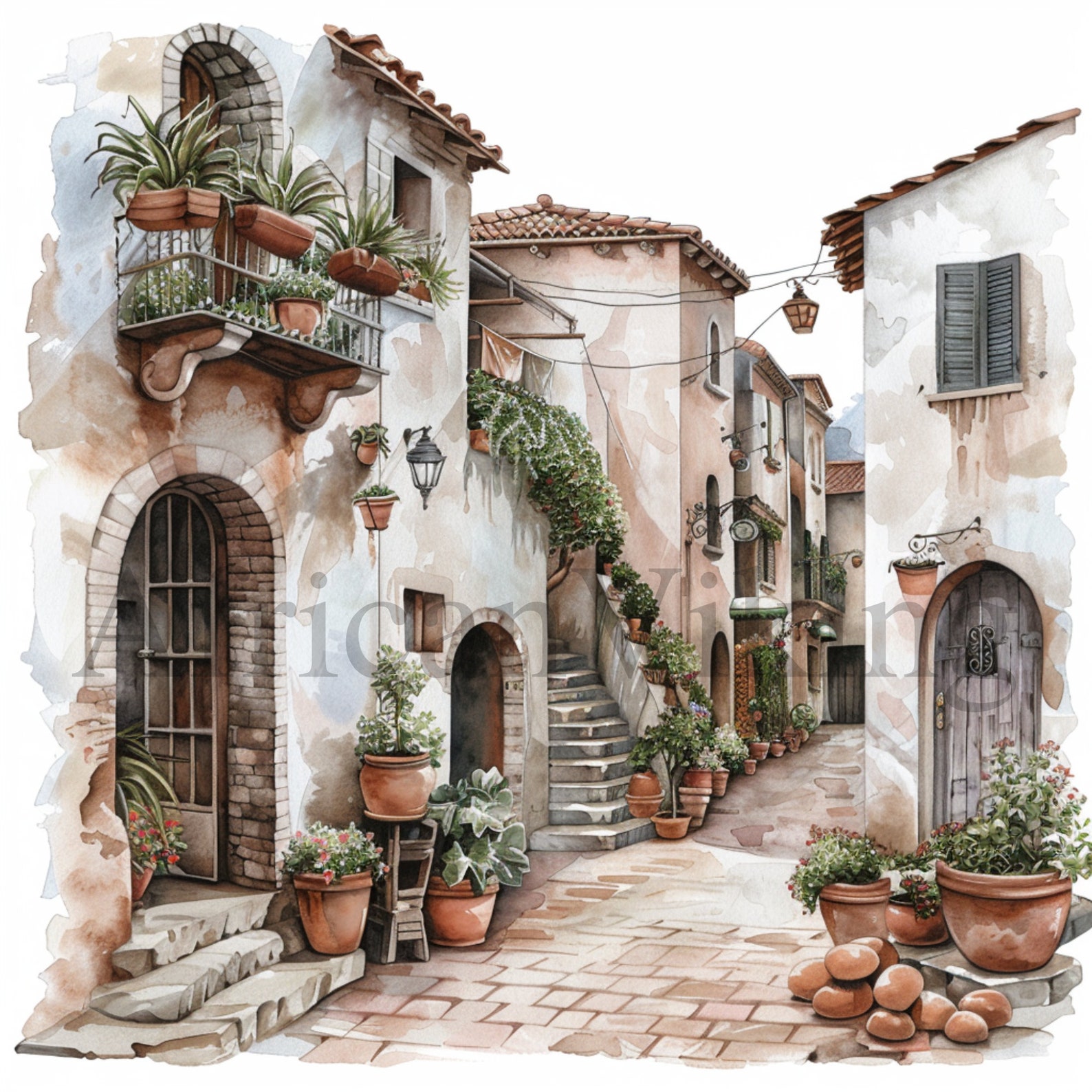 Italian Village Streets Clipart | 10 High Quality Jpgs | Digital ...
