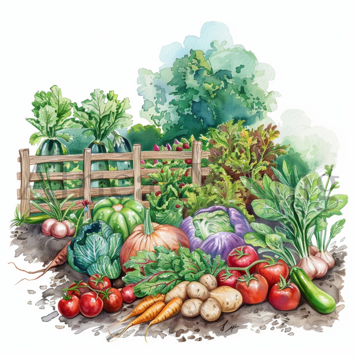 Vegetable Garden Clipart: Farmhouse JPG Images (digital Download) - Etsy