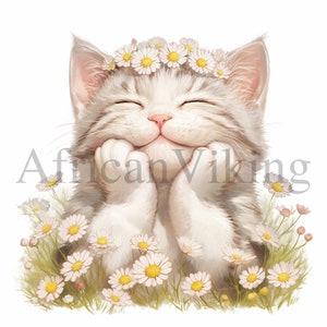 Floral Cats Clipart | 10 High Quality Jpgs | Digital Download | Card ...