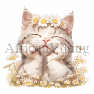 Floral Cats Clipart | 10 High Quality Jpgs | Digital Download | Card ...