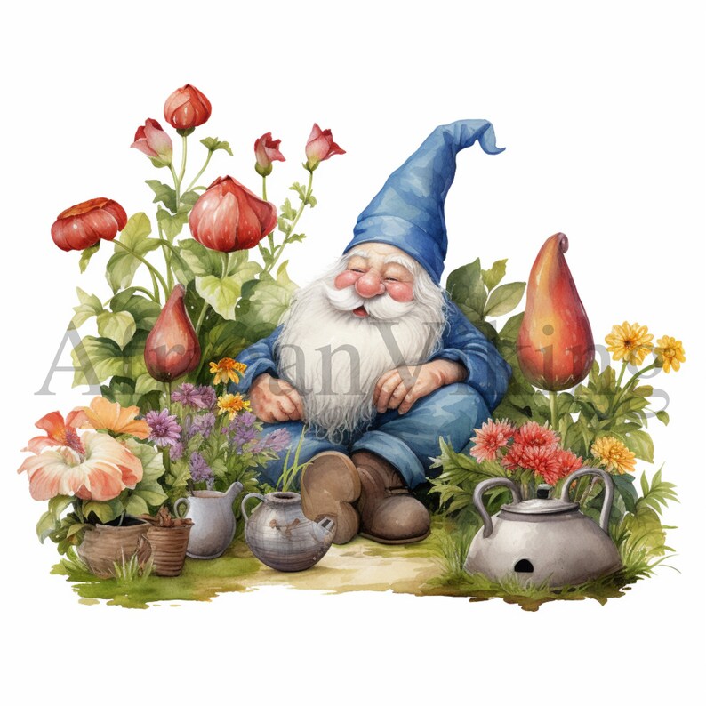 Garden Gnomes Clipart 10 High Quality Jpgs Nursery Art Digital Download ...